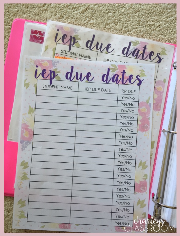 Sneak a Peek at My IEP Meetings Binder Organization - Charley's Classroom