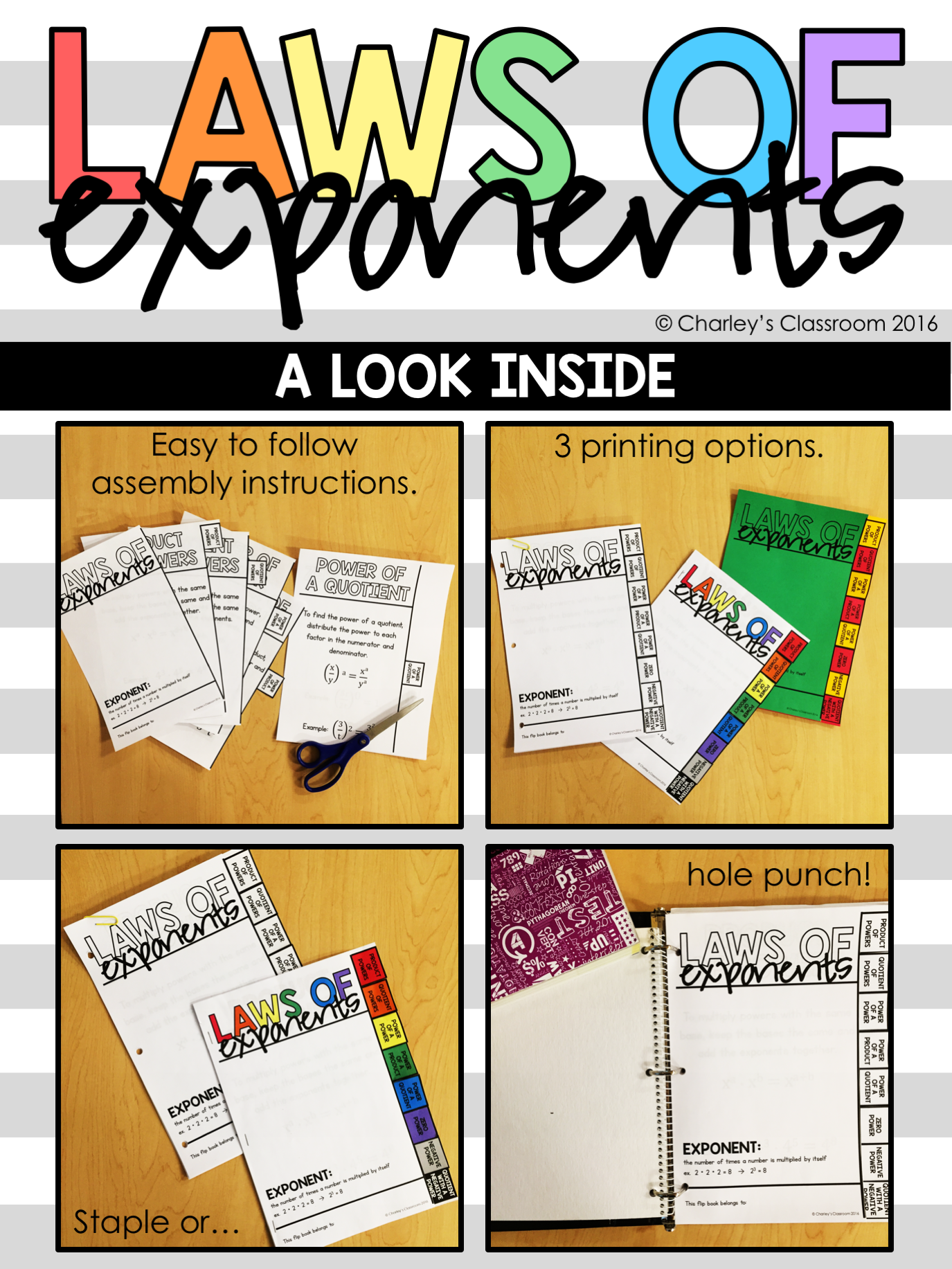 Laws of Exponents Flip Book (Math) - Charley's Classroom