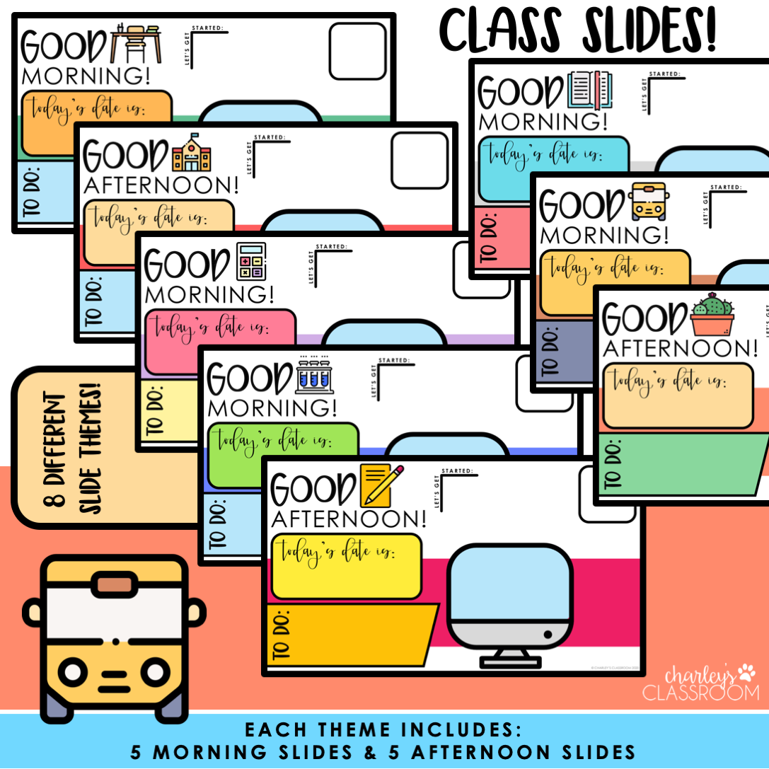 Class Agenda Slides | for Google Classroom - Charley's Classroom