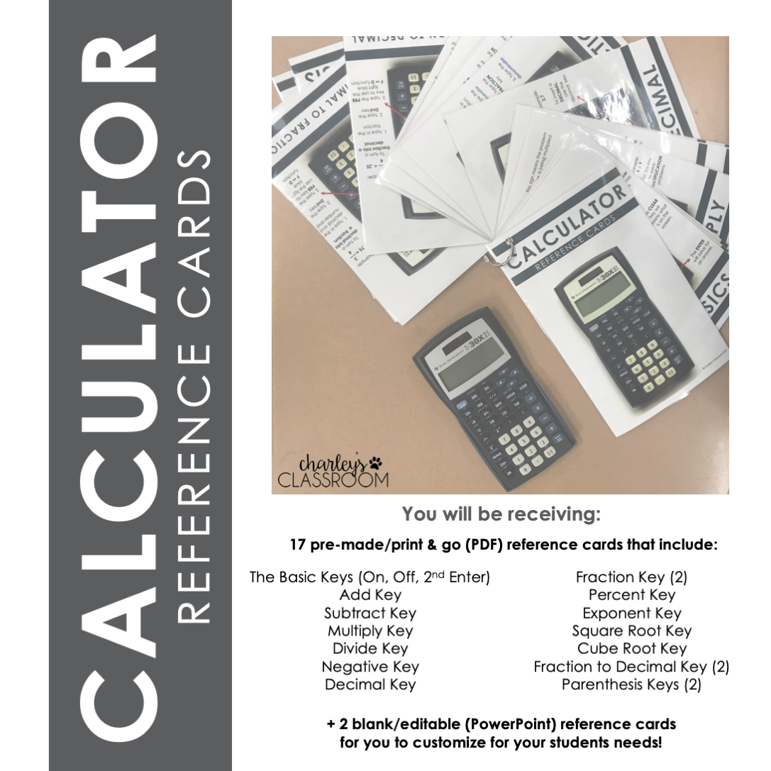 Calculator Reference Cards - Charley's Classroom