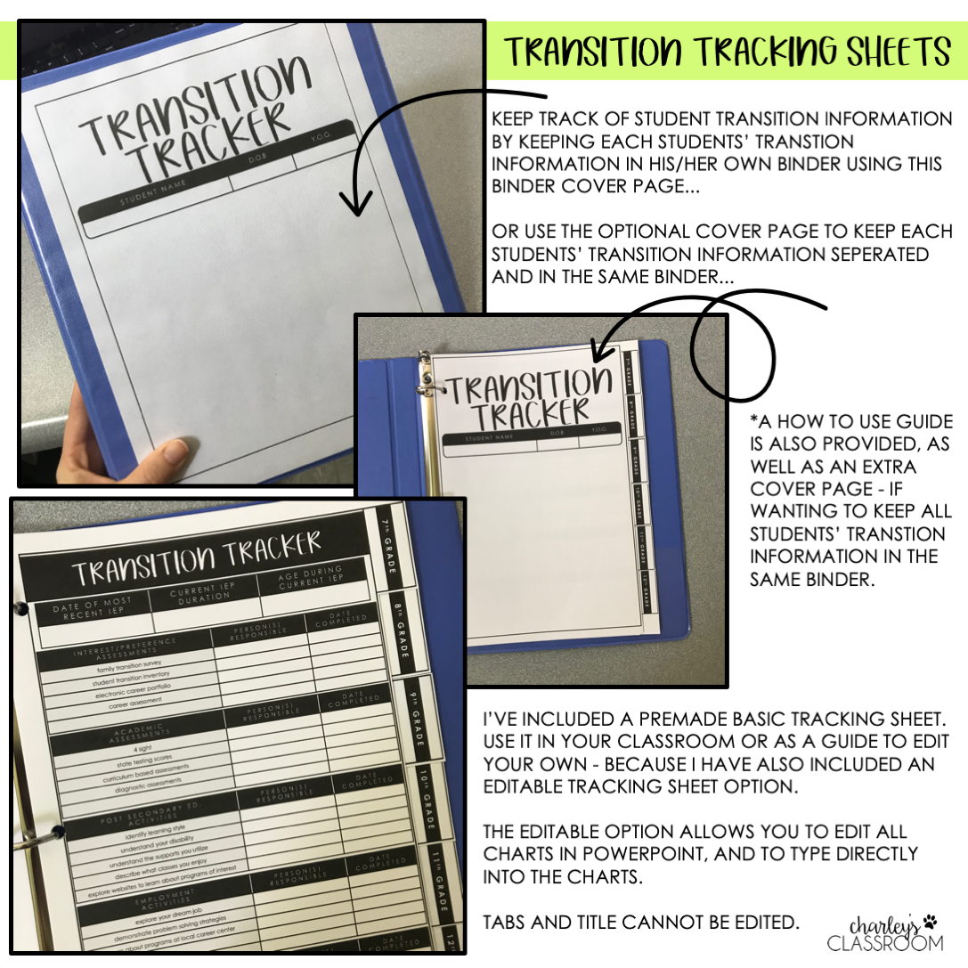 IEP Transition Tracking Sheets | Special Education - Charley's Classroom