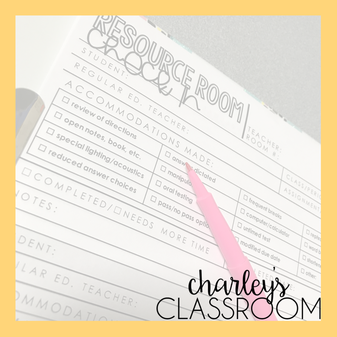 Resource Room Check-in | Special Education Resource - Charley's Classroom