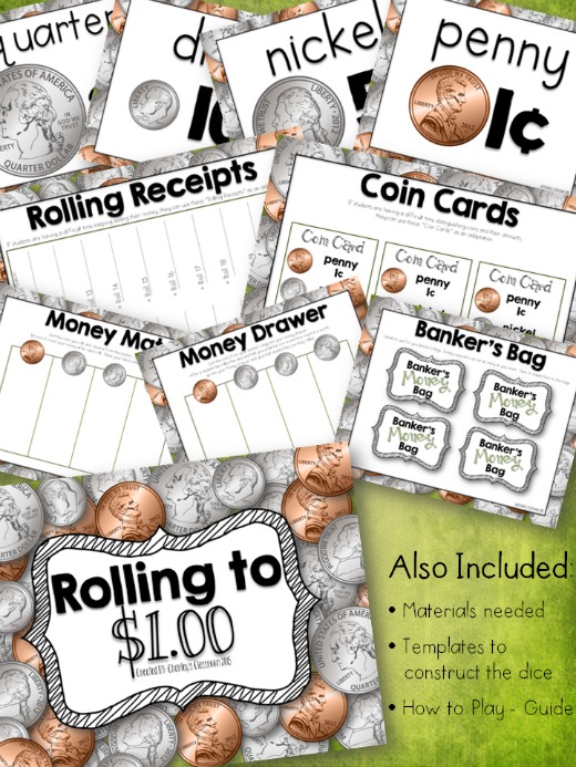 Rolling to $1.00 Counting Money Game (Math) - Charley's Classroom