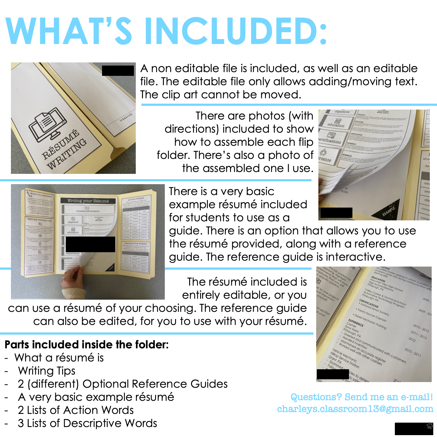 Résumé Writing Flip Folder - Charley's Classroom